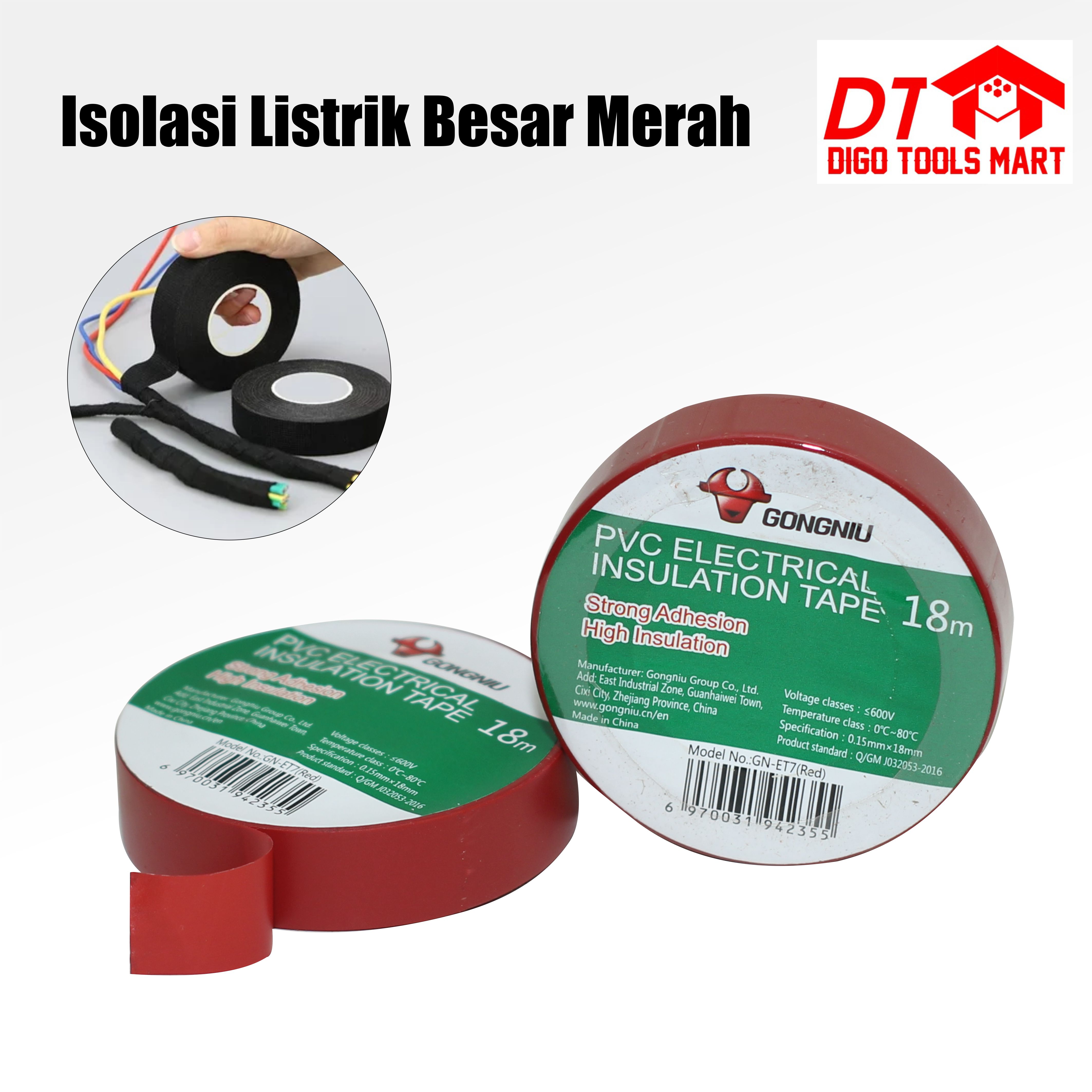 Isolasi Listrik Besar Merah Electrical Tape PVC 18 Meter | Lazada Indonesia