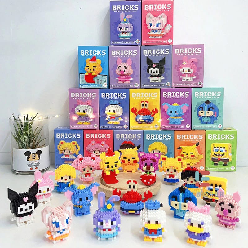 DIY Susun Blok Bangunan Mini Kartun Bricks DIY Mainan Balok Nano Block ...