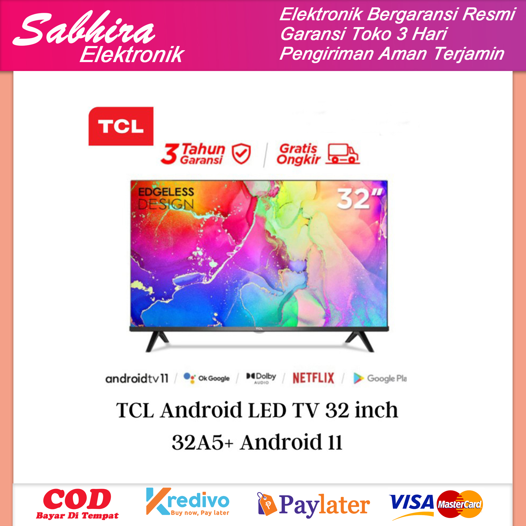 Tv android smart tv led tcl 32 inch 32A5 plus garansi resmi | Lazada Indonesia