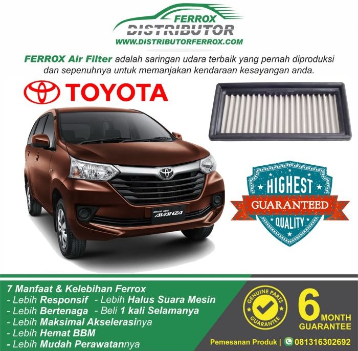 FILTER UDARA FERROX TOYOTA GRAND NEW AVANZA VELOZ | Lazada Indonesia