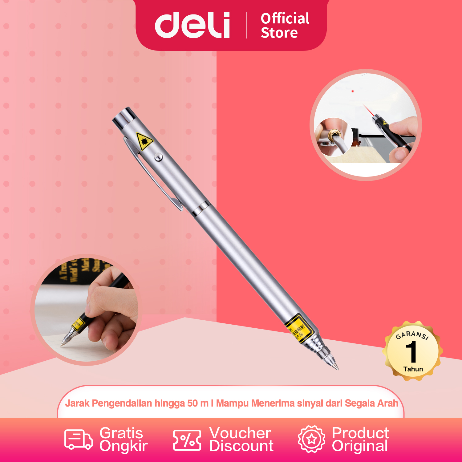 Deli Laser Pointer Wireless 3 in 1 Pen Laser Presentasi Bisa Sebagai ...