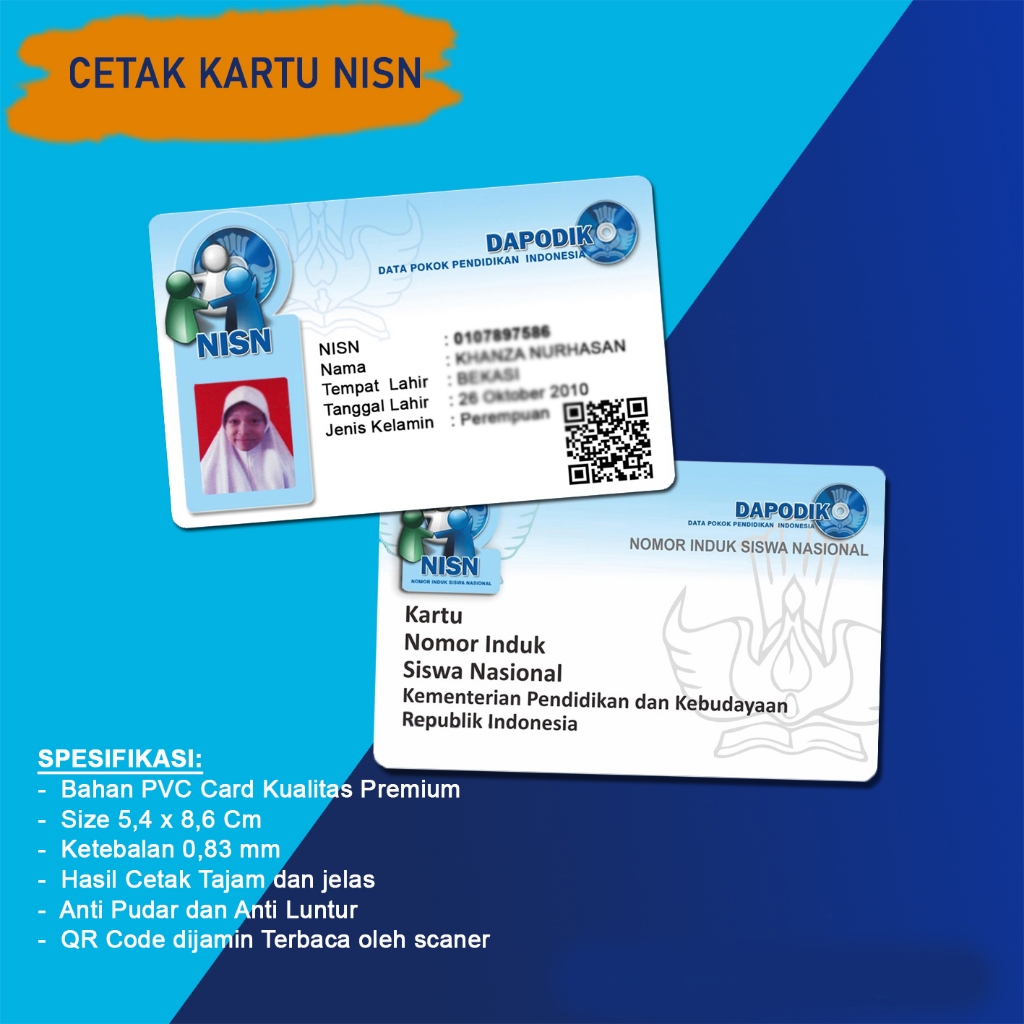 Cetak Kartu NISN dan NUPTK / katu mahasiswa Tanpa minimal order sehari jadi | Lazada Indonesia