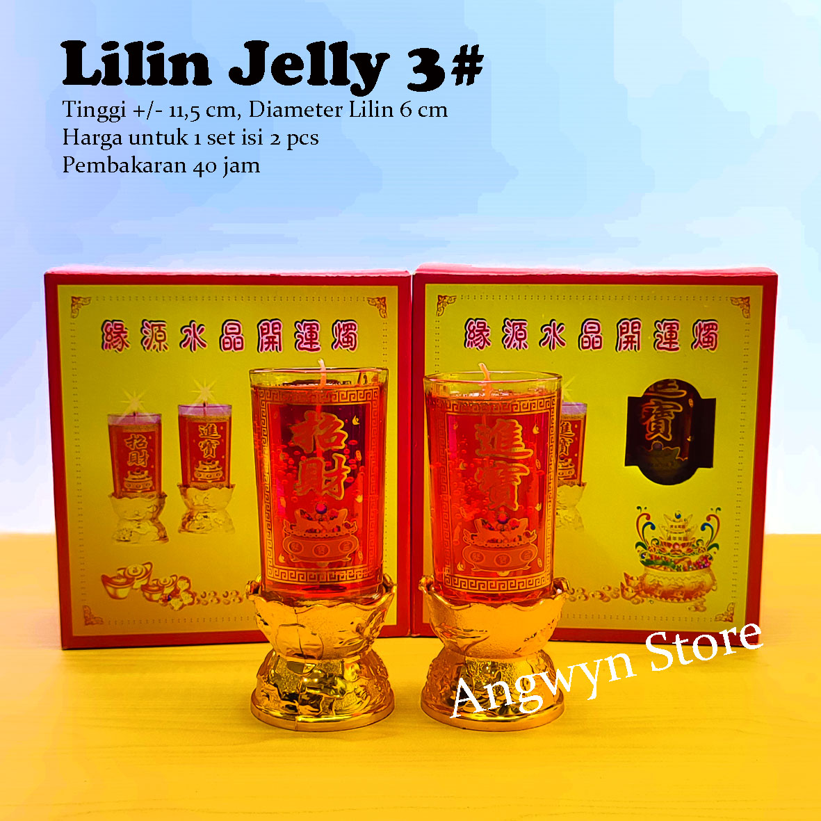 Lilin Jelly Merah / Lilin Jelly Sembahyang / Lilin Jelly Gelas Kaca ...
