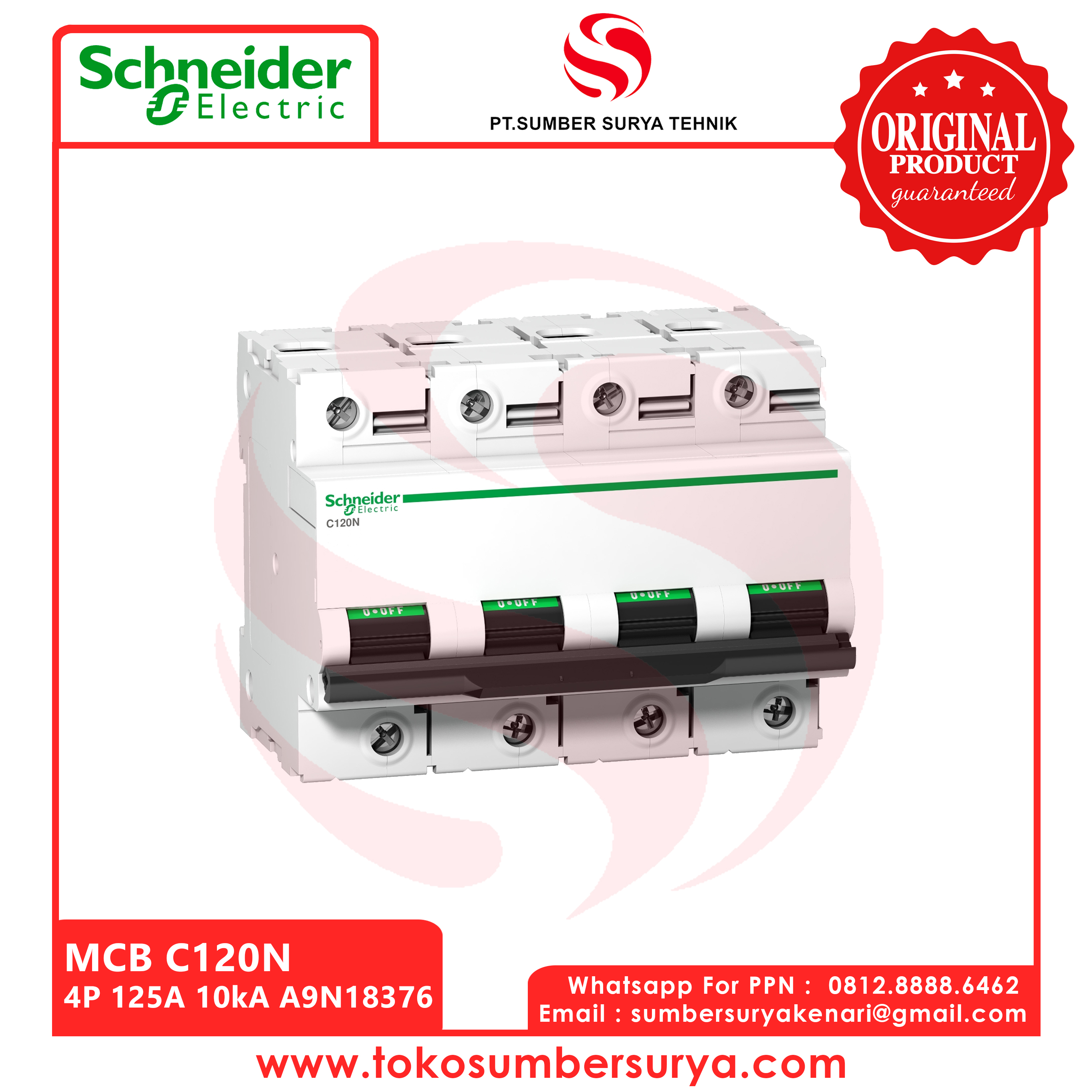MCB Mini Circuit Breaker C120N 4P 125A 10kA Saklar Listrik ON OFF ...