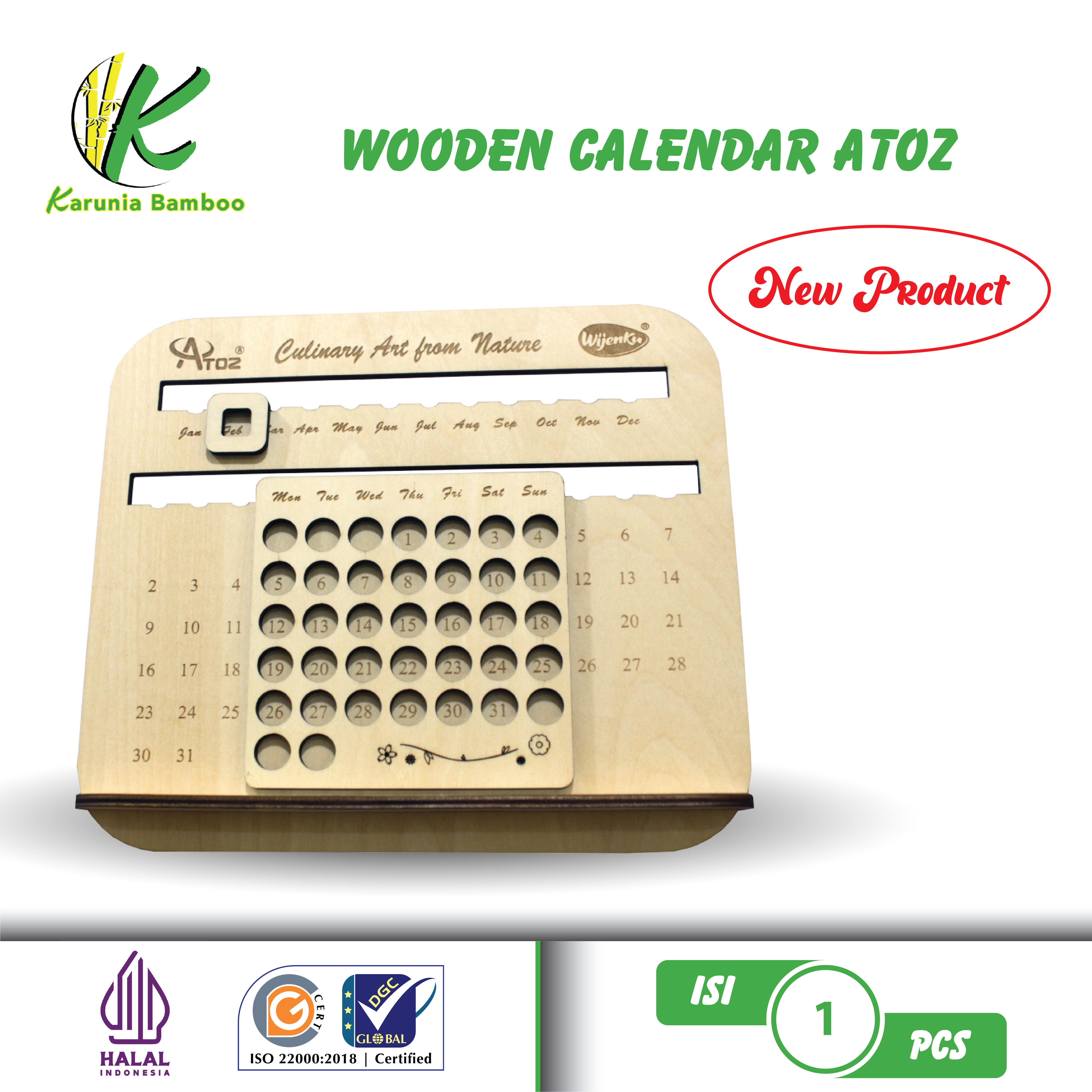 Wooden calendar ATOZ /WIJENKU kalender kayu sepanjang masa calendar ...