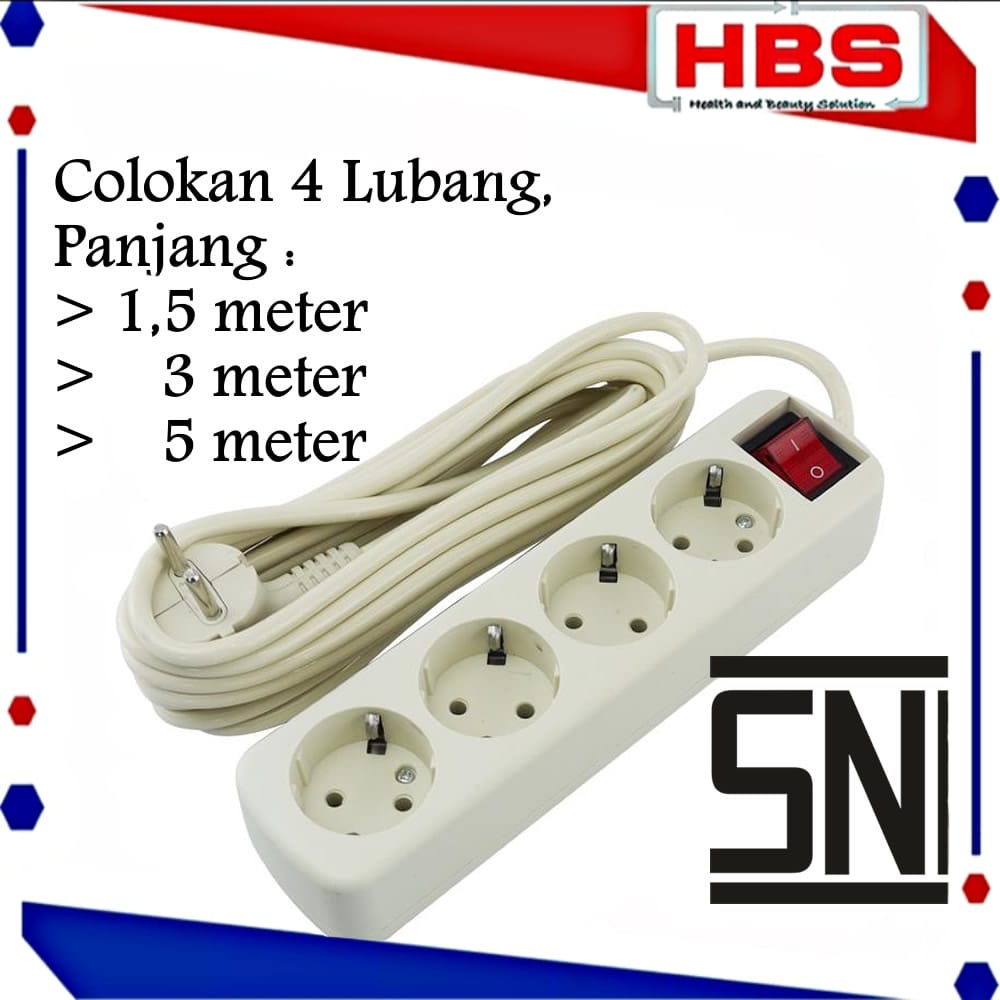 HBS Colokan 4 Lubang Stop Kontak Colokan Cok Listrik SNI Original ...