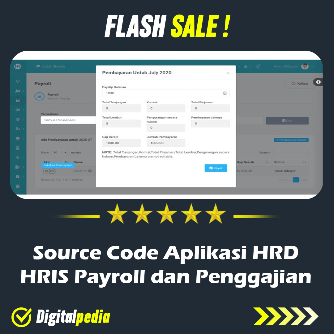 Source Code Aplikasi HRD HRIS Payroll dan Penggajian Absensi Cuti PHP ...