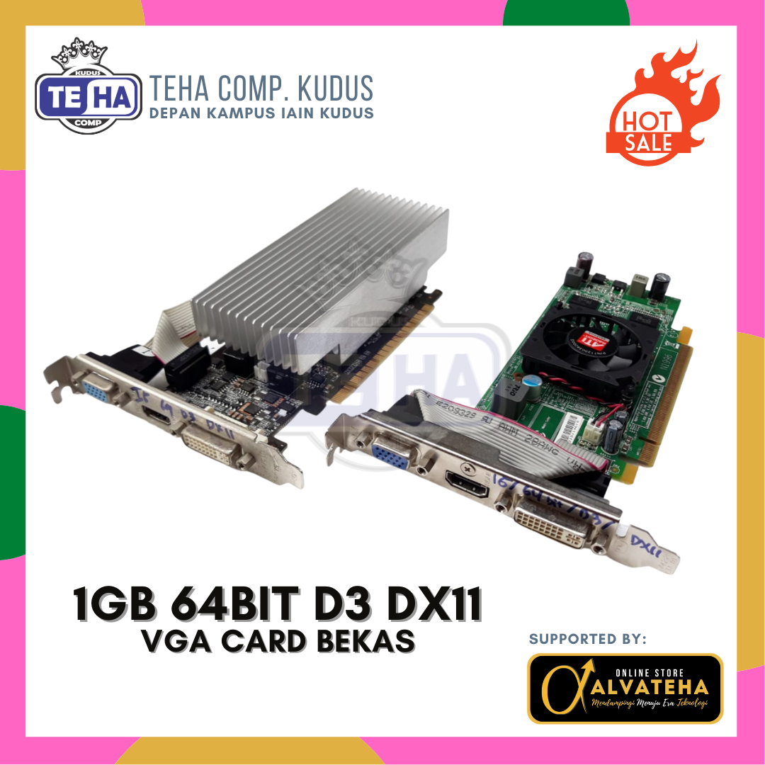 Vga Card 1GB 256Bit 128 64 Bit DDR5 DDR3 DDR2 DX11 DX10 Branded Bekas ...