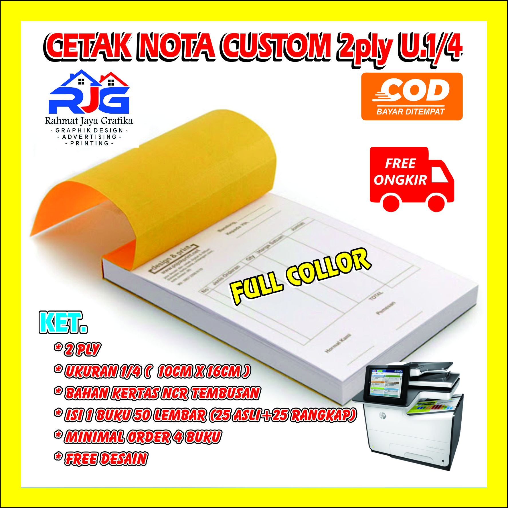 NOTA CUSTOM / NOTA OLSHOP NAMA SENDIRI 2 PLY (MIN 4 BUKU) / NOTA ...