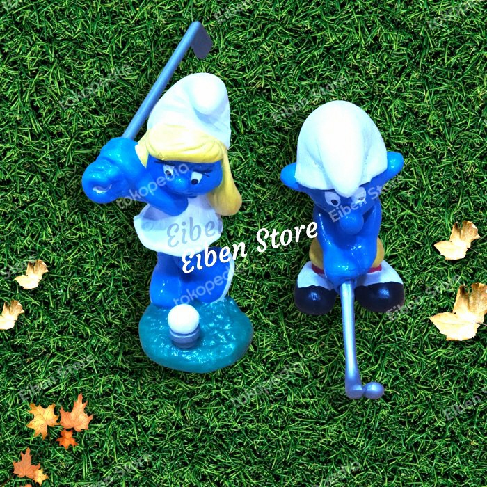 Schleich Smurf Golf Figurine set-2 / Hiasan Kue Cake Topper Smurf ...