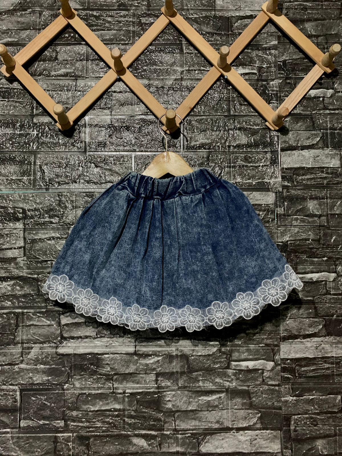 ROK JEANS ANAK PEREMPUAN MOTIF RENDA BUNGA 1-5 TAHUN / ROK ANAK ...