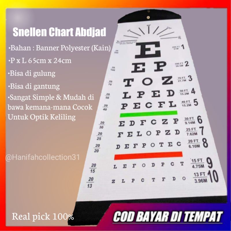 Snellen Chart abjad Bahan Kain Banner Polyester Tes Mata Rabun Jauh ...