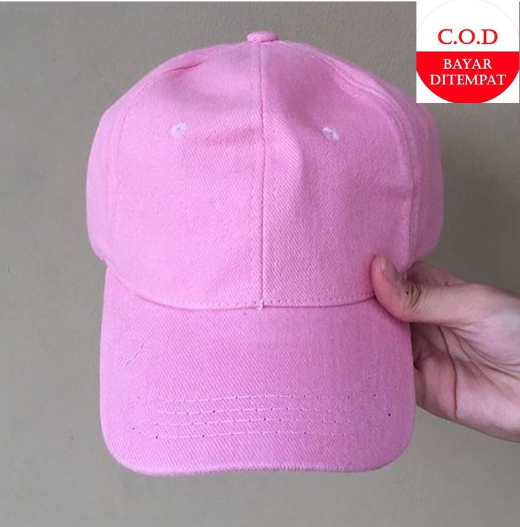 Edoeyy Topi Polos PINK MUDA Bahan Drill Belakang Clip Besi / Topi Murah ...