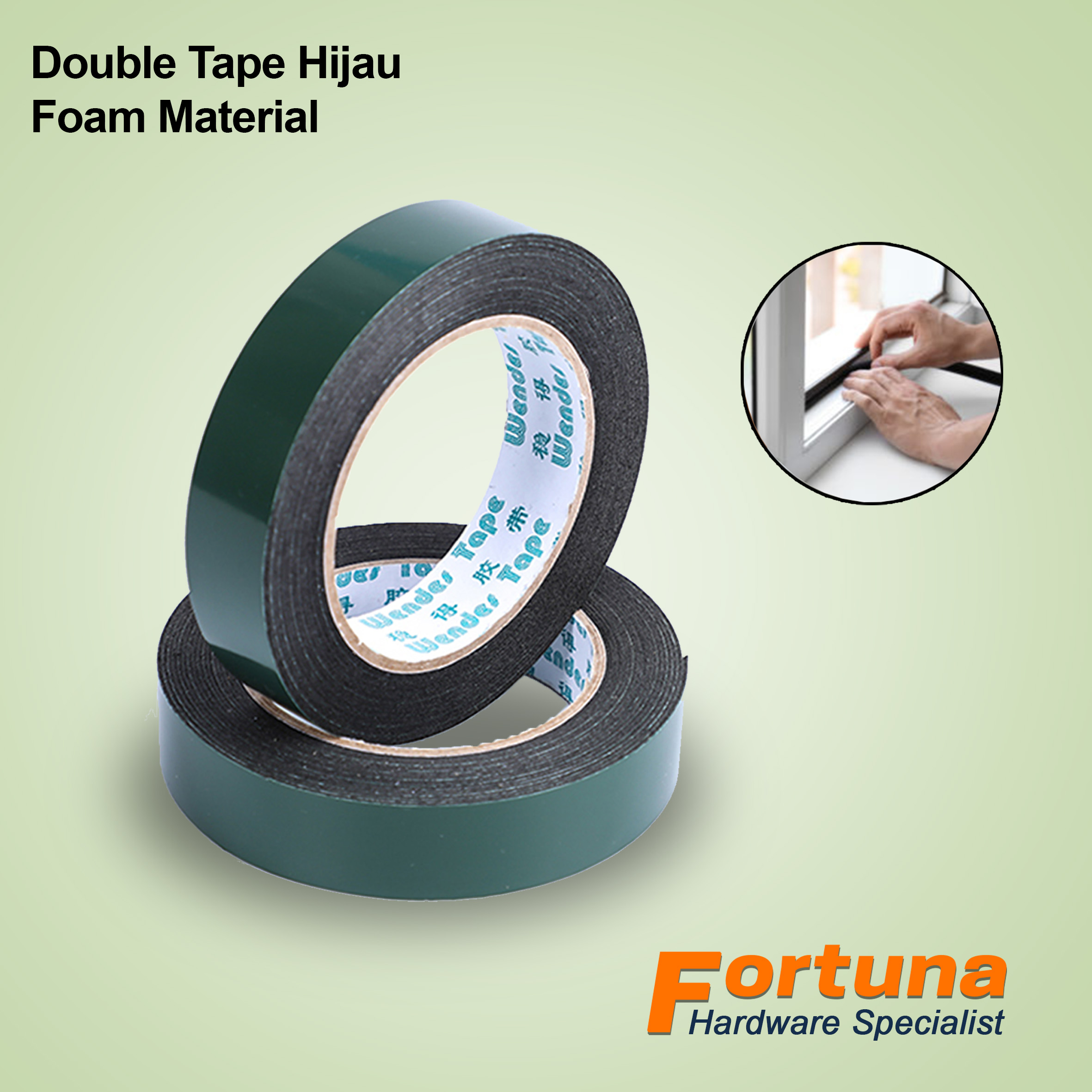 FORTUNA Double Tape Hijau Busa l 1 Inch x 5 Meter Foam | Lazada Indonesia