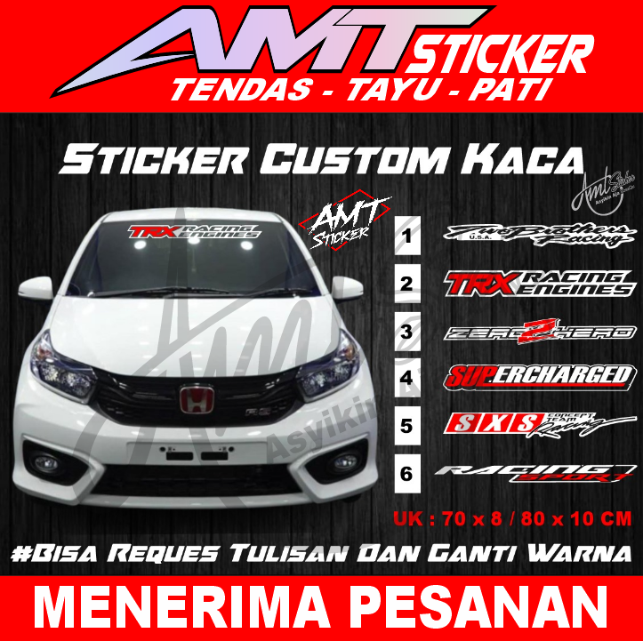 Stiker Cutting Kaca Depan Mobil/Pick Up/Truk - Sticker Ukuran 70x8 ...