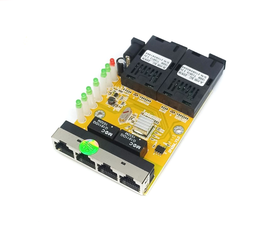 PCB Board Only Media Converter Fiber Switch 2 Port FO SC AB 4 Port LAN ...