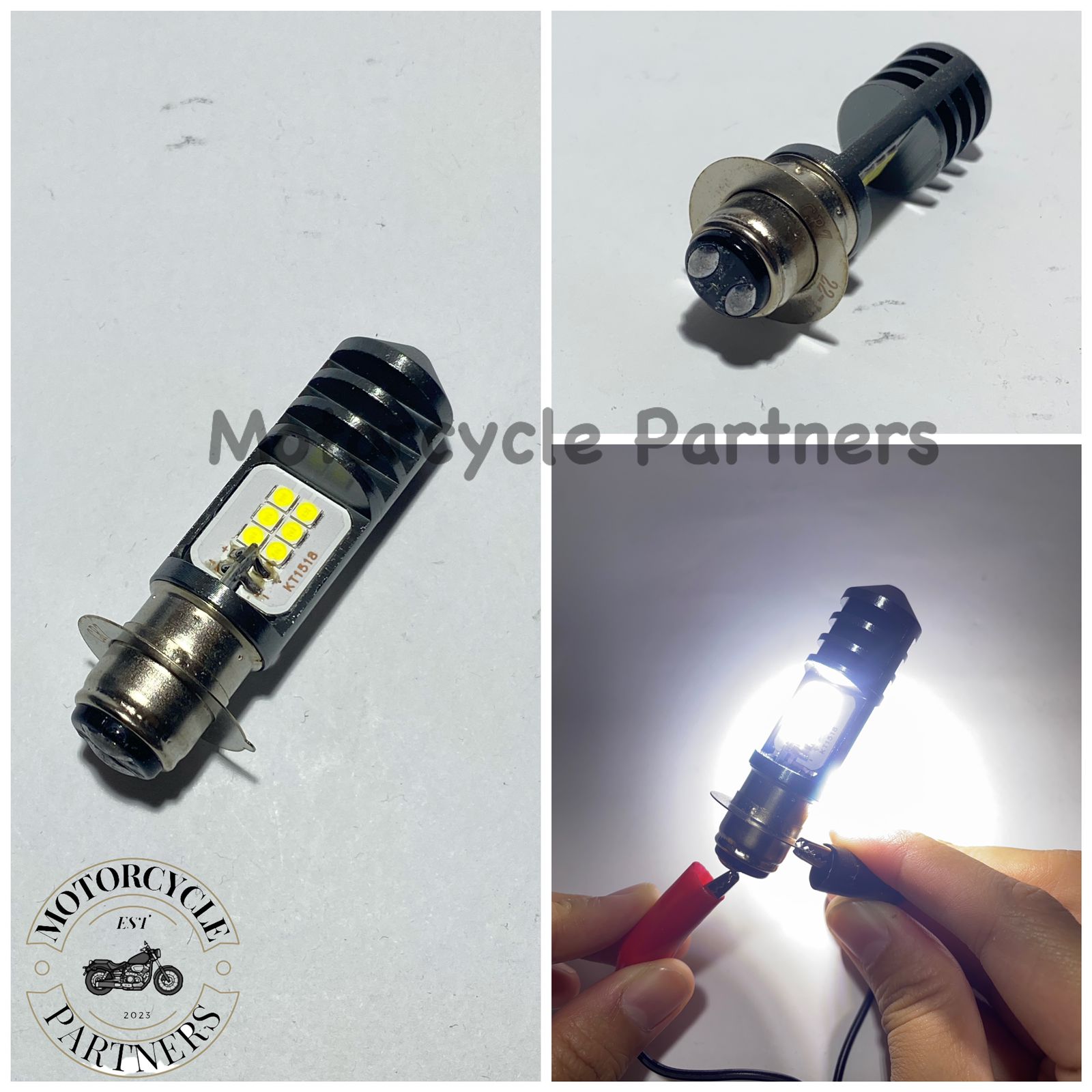 LAMPU MOTOR LED PUTIH H6 2 SISI 12 MATA TITIK AC DC HIGH LOW LAMPU JAUH ...