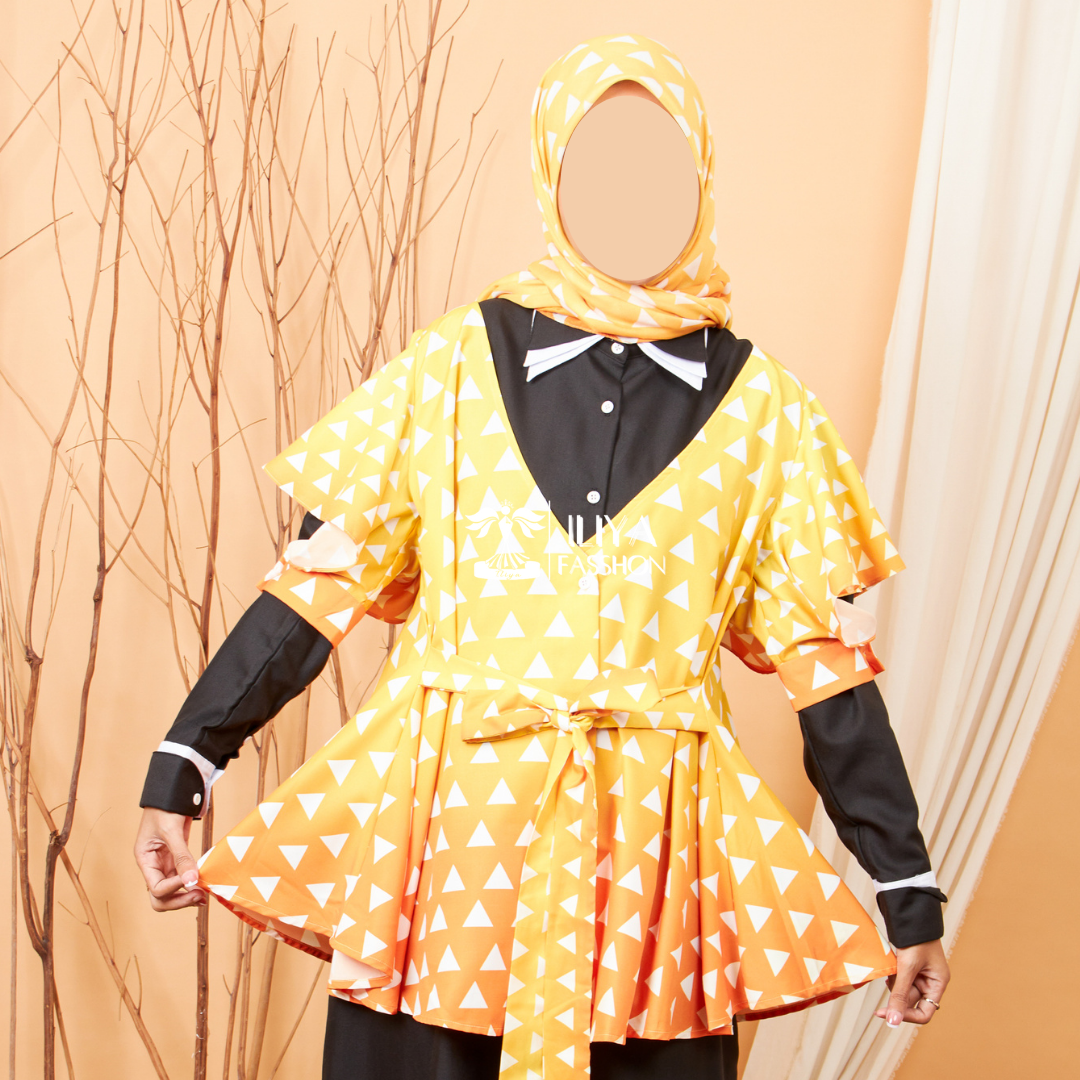 OUTER Gamis Anime - ZENITSU Agatsuma KIMETSU NO YAIBA | Rompi Luaran ...