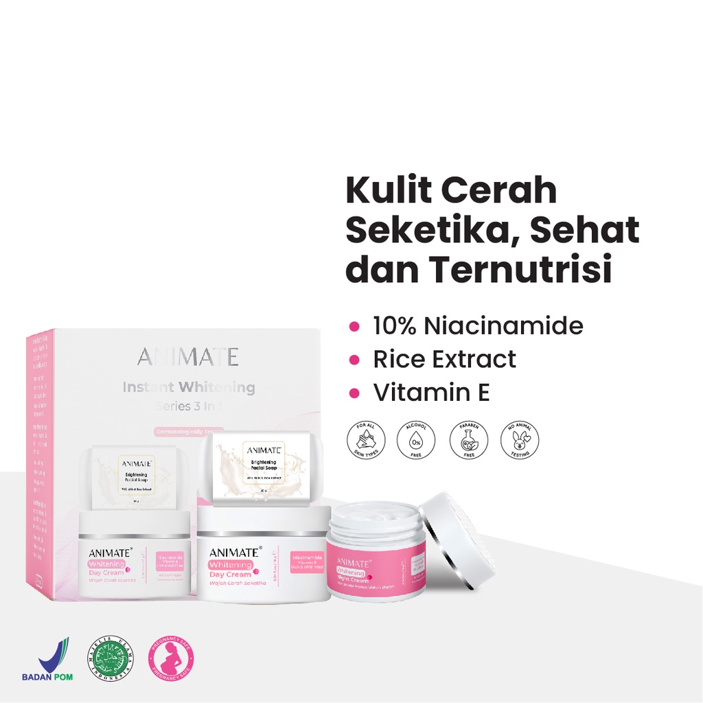 ANIMATE 3in1 Instant Whitening Series | Paket Animate Mencerahkan Wajah ...