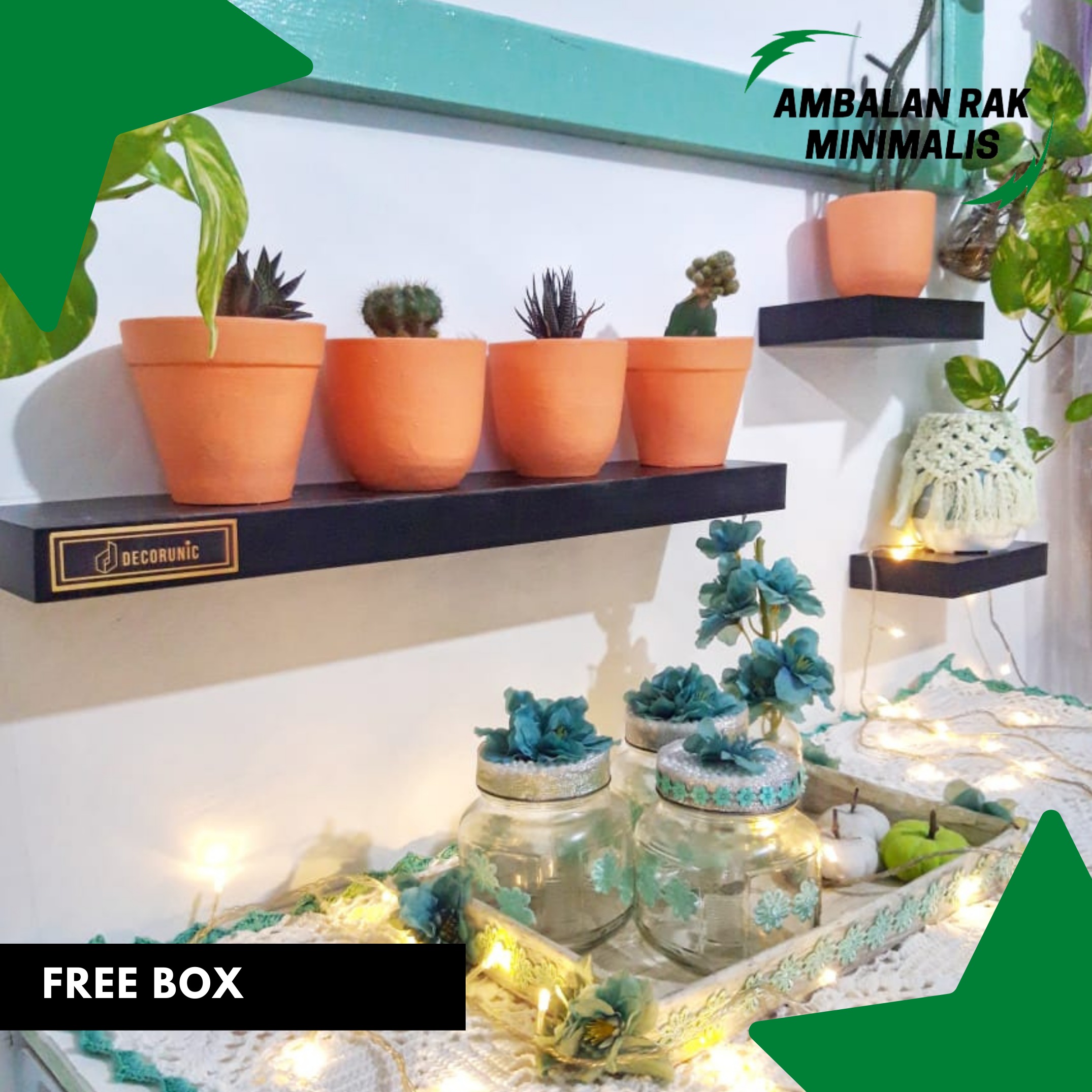 Rak Dinding Minimalis 3 pcs ukuran 20, 20, 60 cm -Lebar 12 cm - Ambalan ...