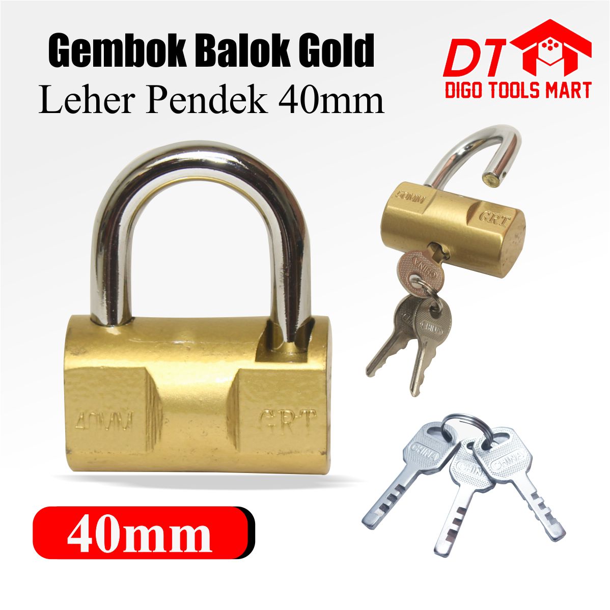 Gembok Balok Kuning Leher Pendek 40mm Gembok Rumah Bantal Gold 4cm ...