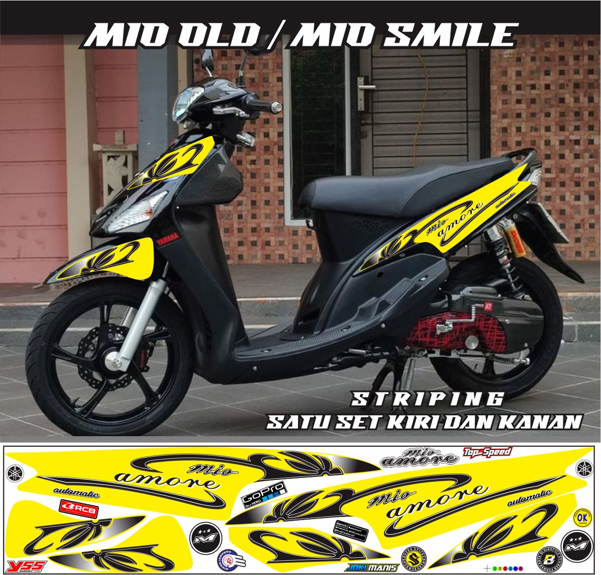 Stiker striping motor mio old mio smile / striping polet body motor mio ...