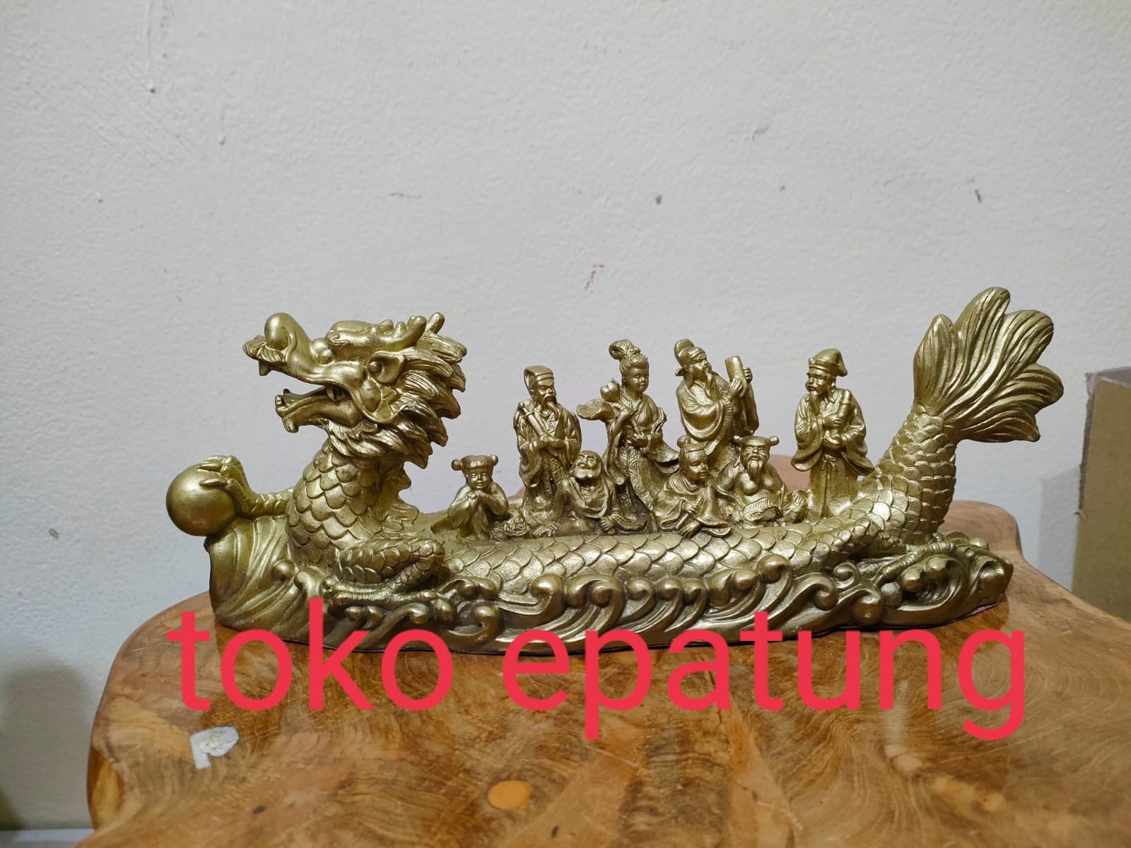 patung delapan dewa / patsien perahu naga - logam kuningan - 30 cm ...