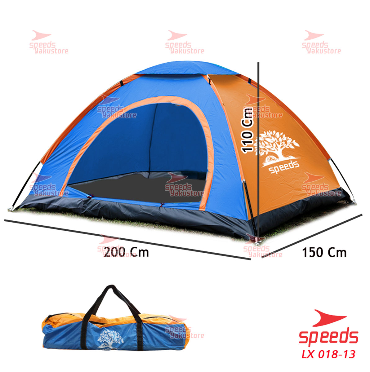 SPEEDS Tenda Camping Single Layer Untuk 2 - 3 Orang Bonus Tas Camping ...