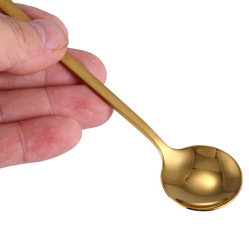 Round Shape Coffee Spoon Stainless Steel Mini Teaspoons Sugar Dessert ...