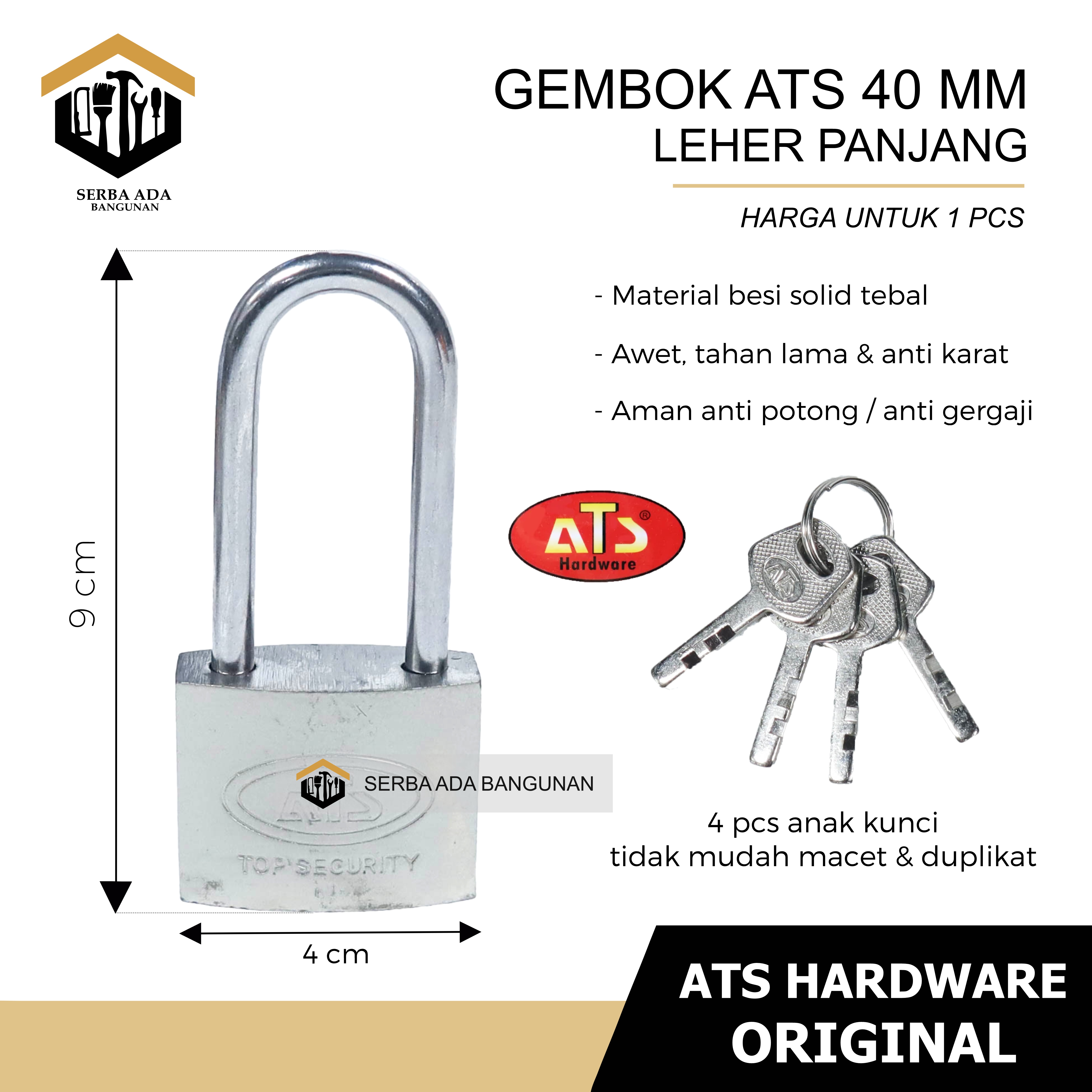 Gembok nekel 40 leher panjang dan pendek ATS pagar pintu rumah ...