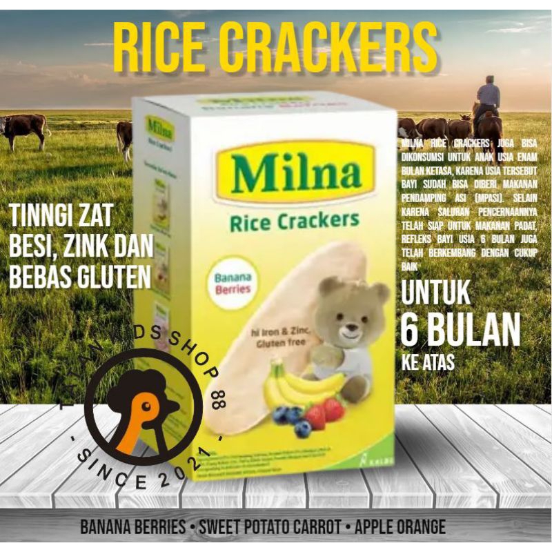 Milna Rice Crackers Snack Biskuit Bayi 6 Sampai 8 Bulan Mpasi Apple ...