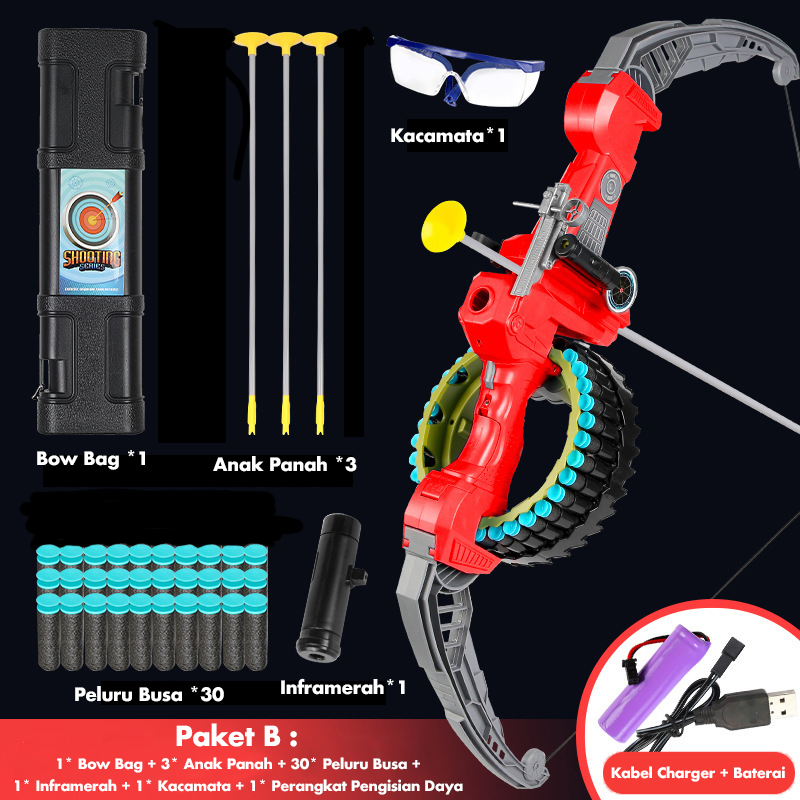 Mainan Edukasi Ganda Anak Panah Panahan Archery dan Soft Bullet Gun ...
