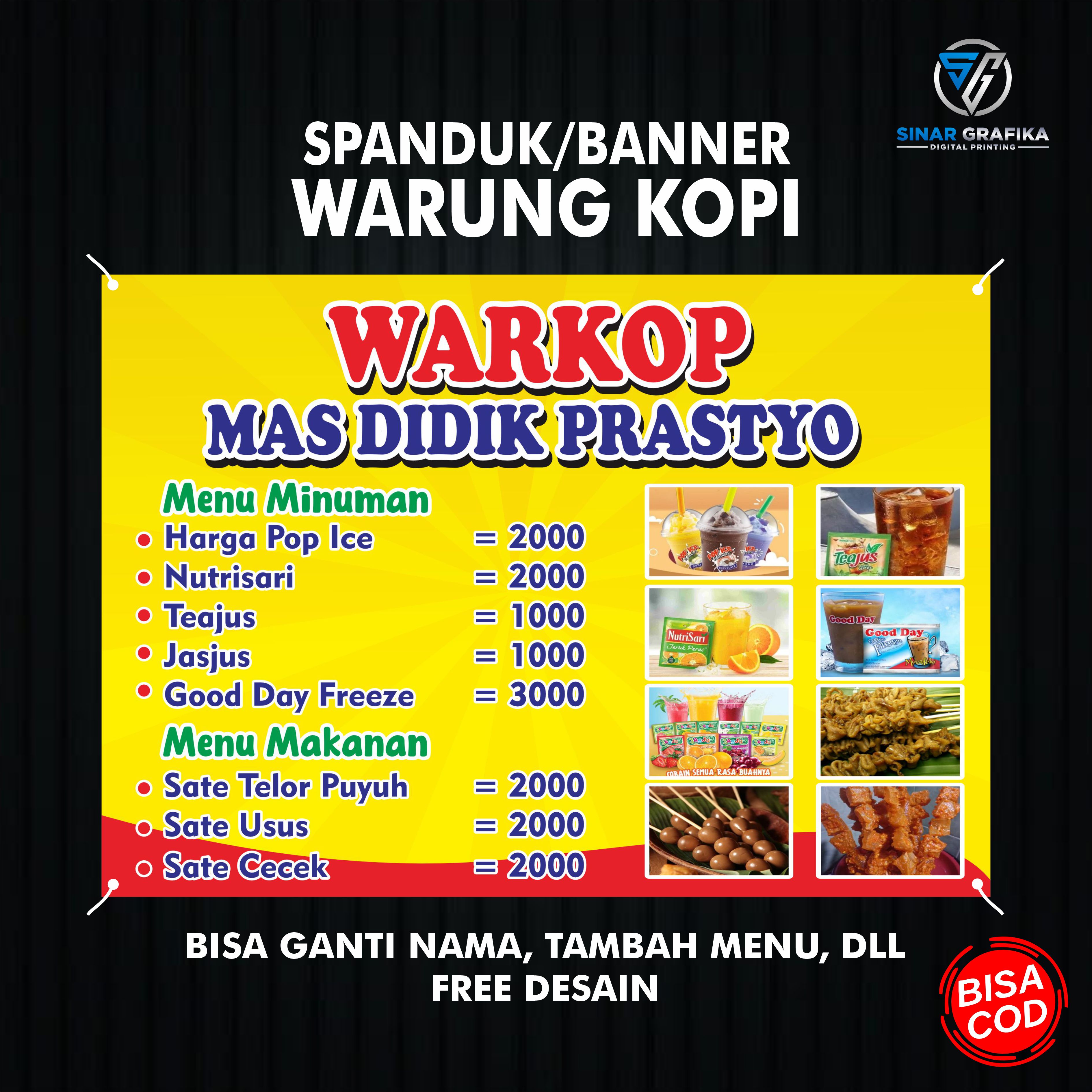 Cetak Spanduk Warkop | Cetak Banner Warung Kopi Free Desain | Lazada ...