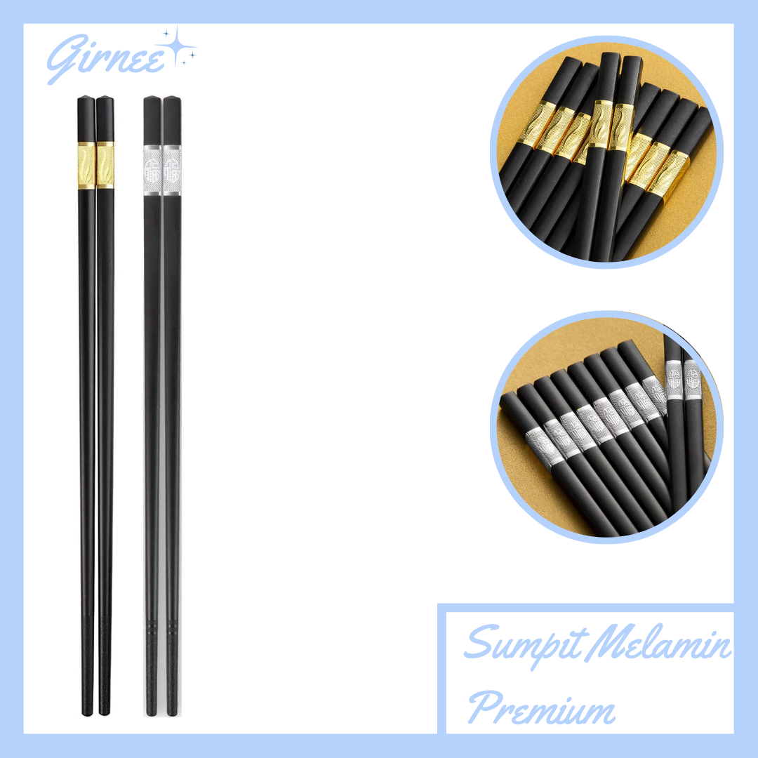 Sumpit Alloy Warna Hitam Hiasan Ukiran Emas Dan Perak/Sumpit Melamin ...