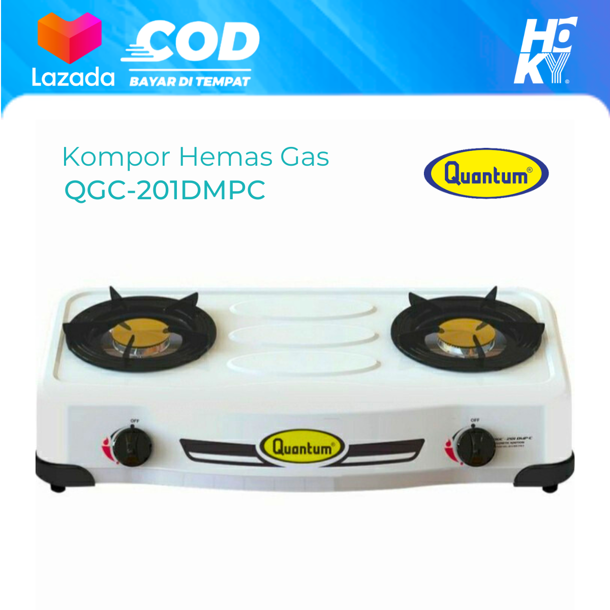 Kompor Gas 2 Tungku Quantum QGC 201 DMPB Burner Stainless Steel Pematik Mekanik | Lazada Indonesia