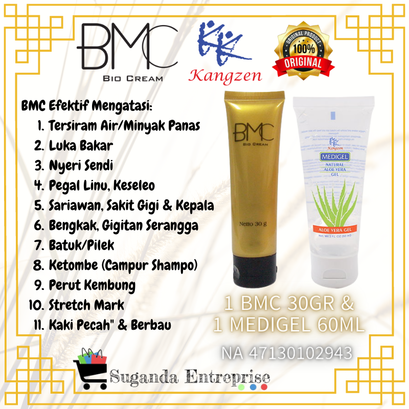 BMC Bio Cream 30gr Krim Luka Bakar dan Medigel Aloe Vera Pelembab 60ml ...