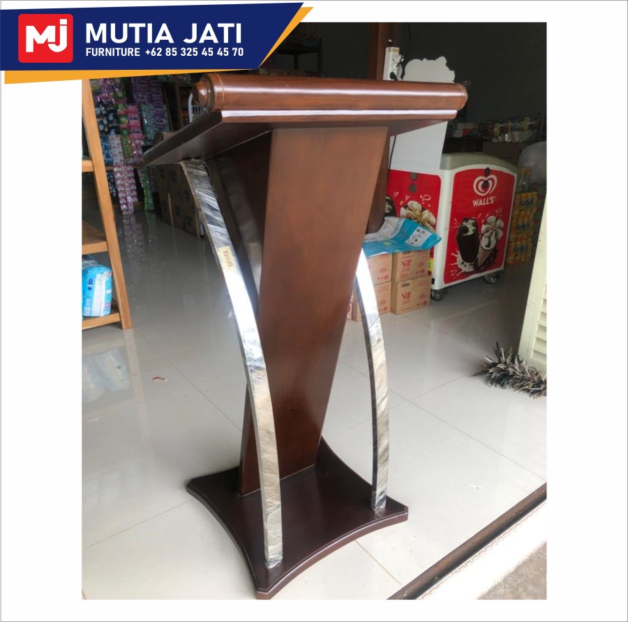 Podium Besi Stainless Minimalis Pidato Model Kayu Jati | Lazada Indonesia