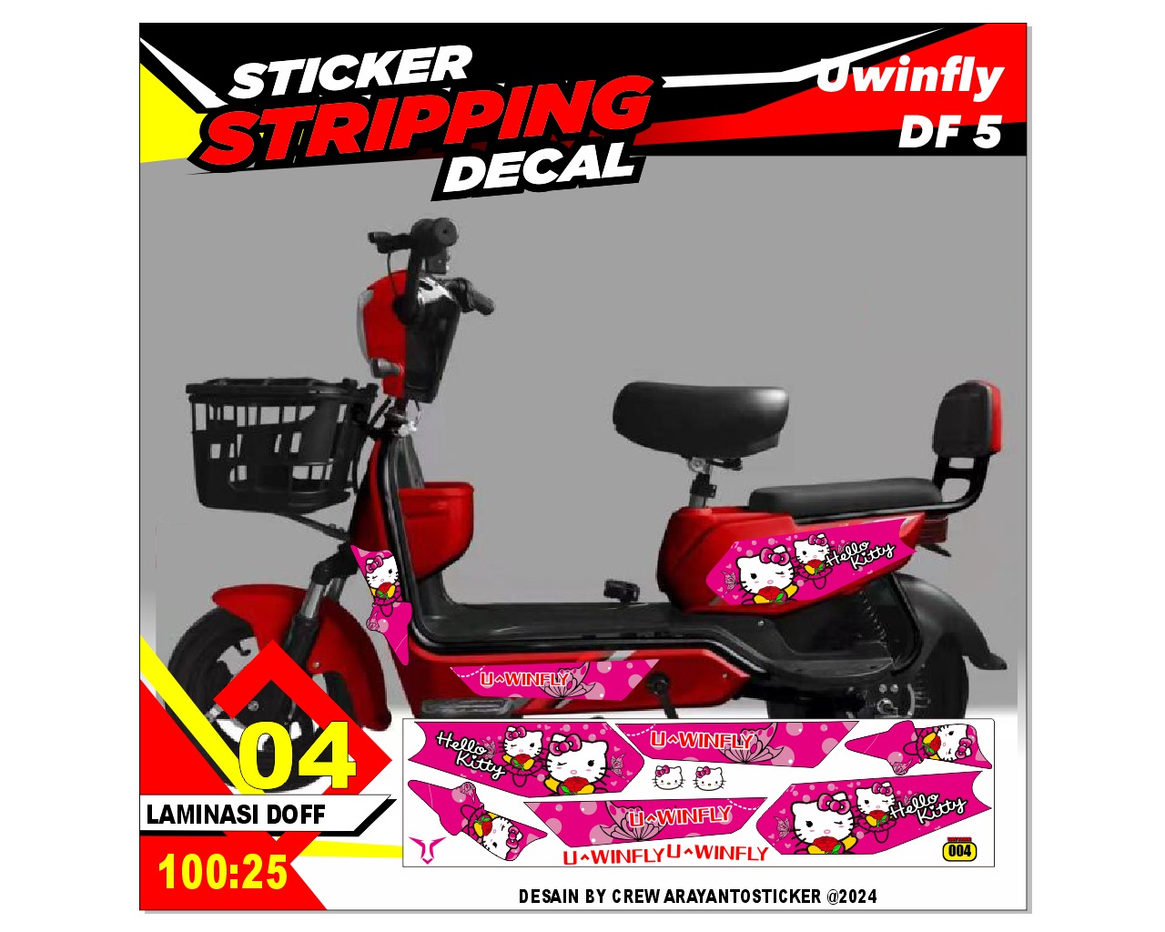 Sticker Striping Sepeda Listrik Uwinfly DF5 Variasi ARS01 Hello Kitty ...