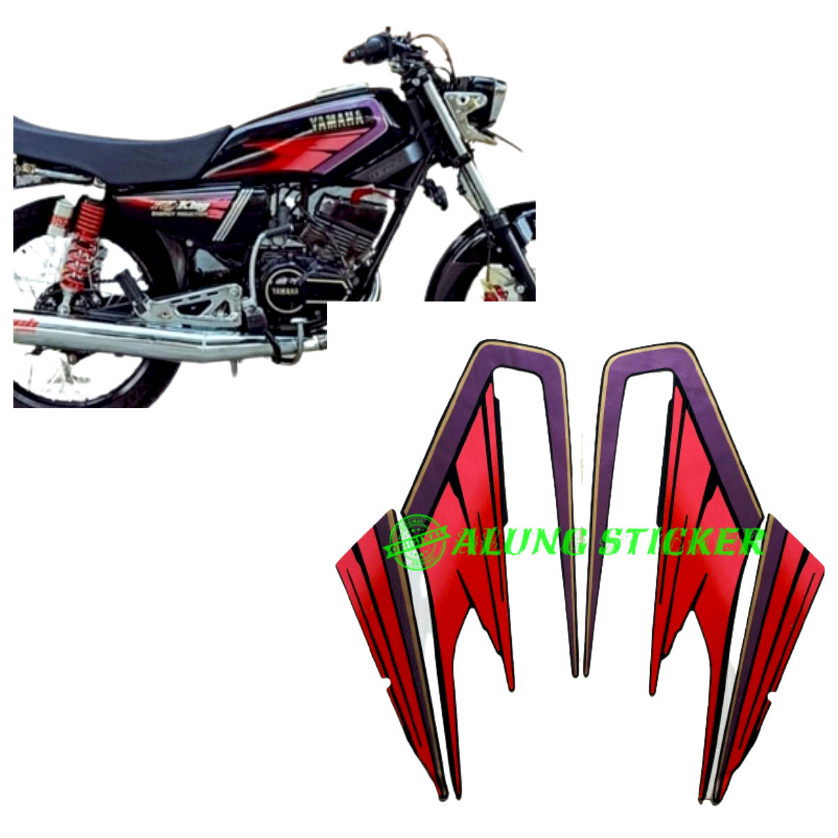 STIKER STRIPING LIS LES BODY MOTOR YAMAHA RX KING 1995 WARNA MERAH ...