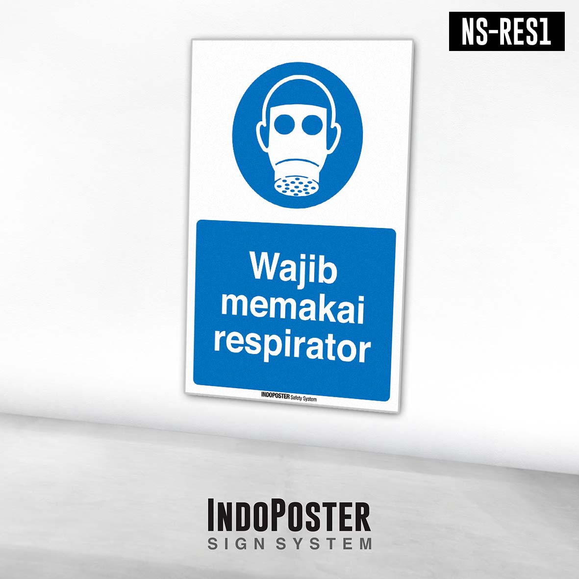 Stiker Safety Sign K3 Wajib Memakai Respirator Alat Bantu Pernafasan ...