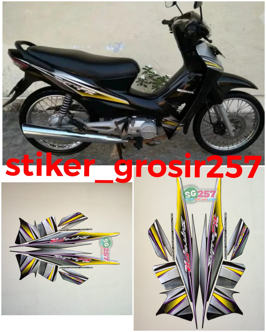 STIKER STRIPING LIS BODY SUPRA FIT NEW 2006 2007 WARNA HITAM CORAK ...