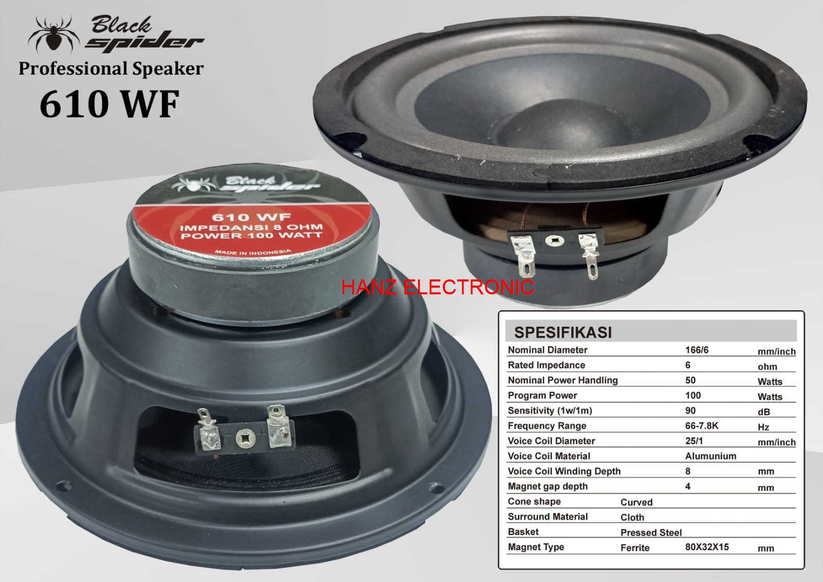 SPEAKER 6 INCH WOOFER BLACK SPIDER 610 WF ORIGINAL | Lazada Indonesia
