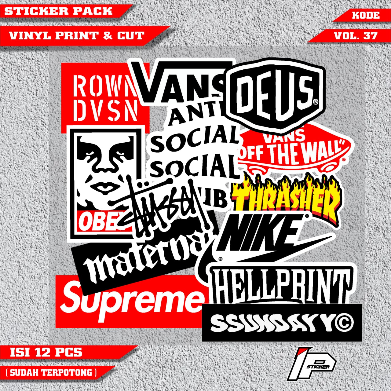 Sticker pack VOL.37 (1 lembar isi 12 pcs) sudah dipotong - Sticker Pack ...