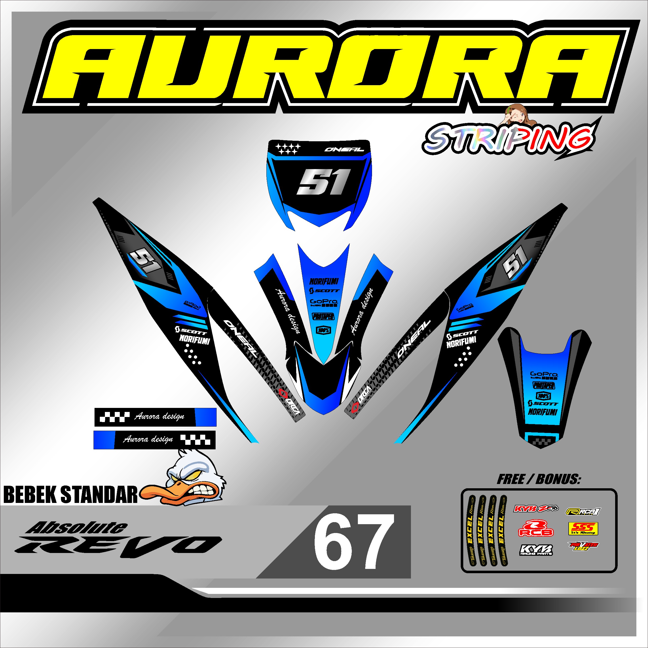 (COD) Sticker RBT REVO ABSOLUTE RBT BEBEK MODIF SUPERMOTO YZ CRF KLX KX ...