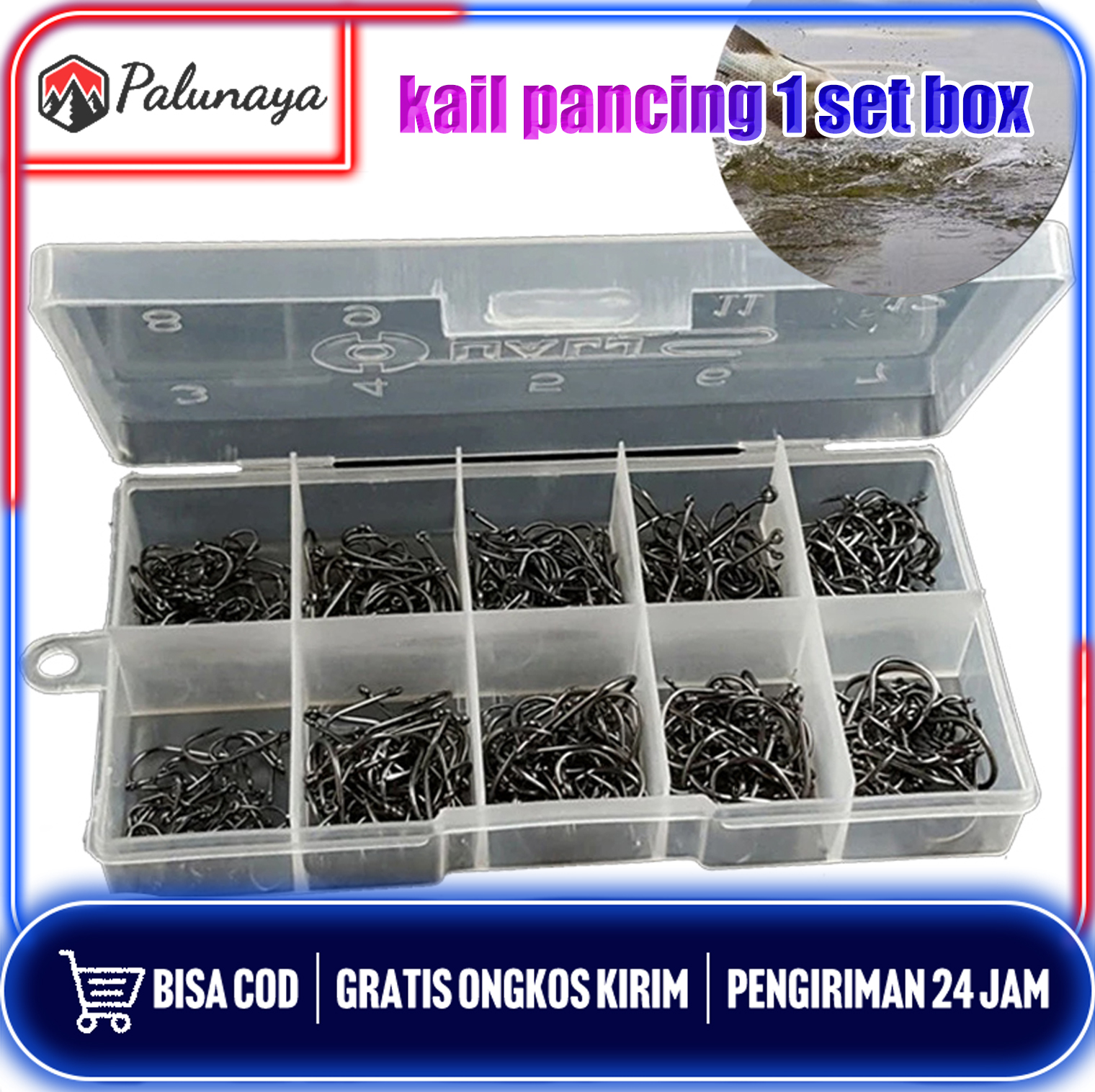 100/500 Buah Kait Ikan Baja Karbon Kail Pancing Ikan Tajam Dari No.3 S ...