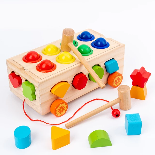 Shape Matching Car Mainan Montessori Puzzle Sortir Geometri Bentuk ...