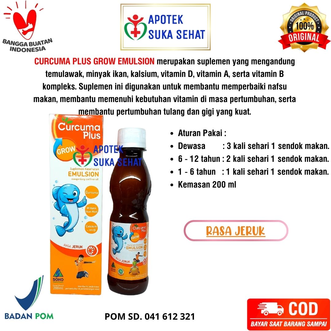 CURCUMA PLUS GROW EMULSION RASA JERUK 200 ML | Lazada Indonesia