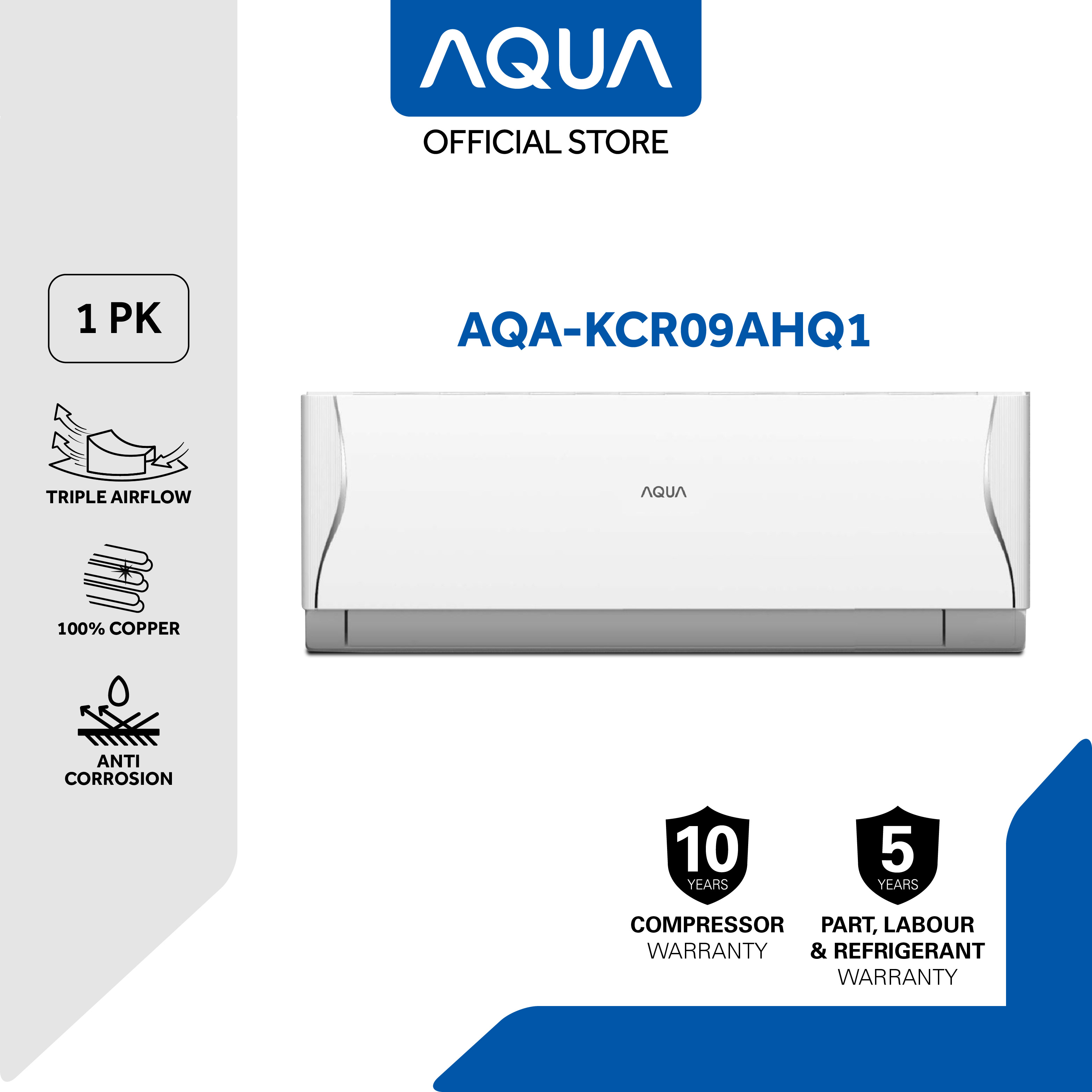 AQUA Elektronik AQA-KCR9FQD(L) AC 1 PK Standard - Powerful Cooling - Triple Airflow - Anti ...