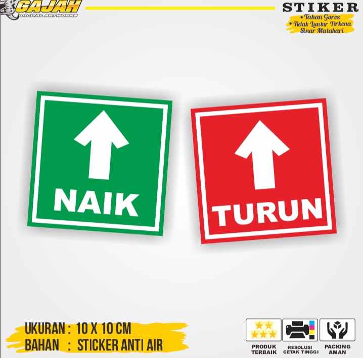 Stiker Label Arah 1 Set / Sriker Tanda Panah 1 Set / Stiker Naik ...