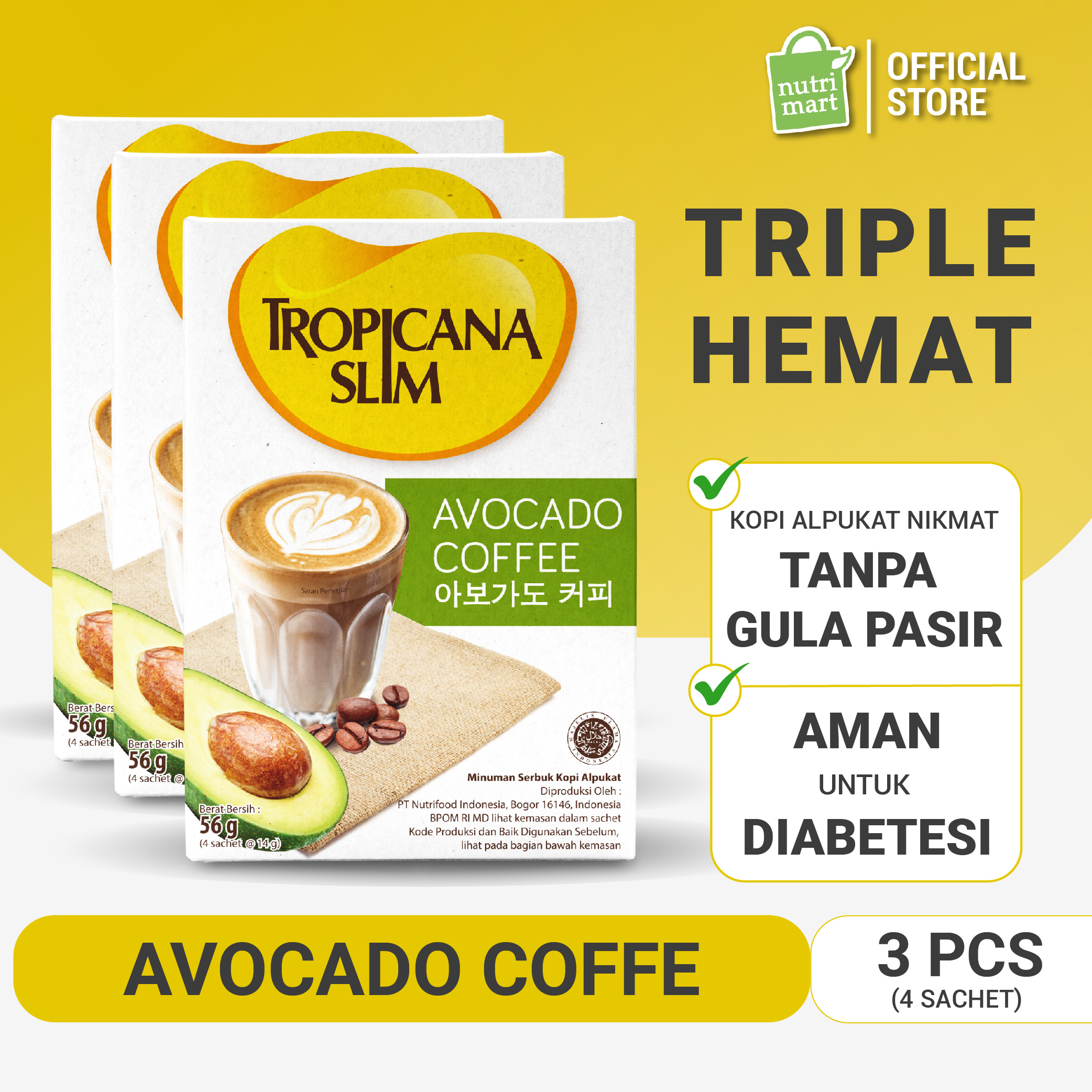 Triple Pack : Tropicana Slim Avocado Coffee 4 Sch - Kopi Susu Nikmat ...